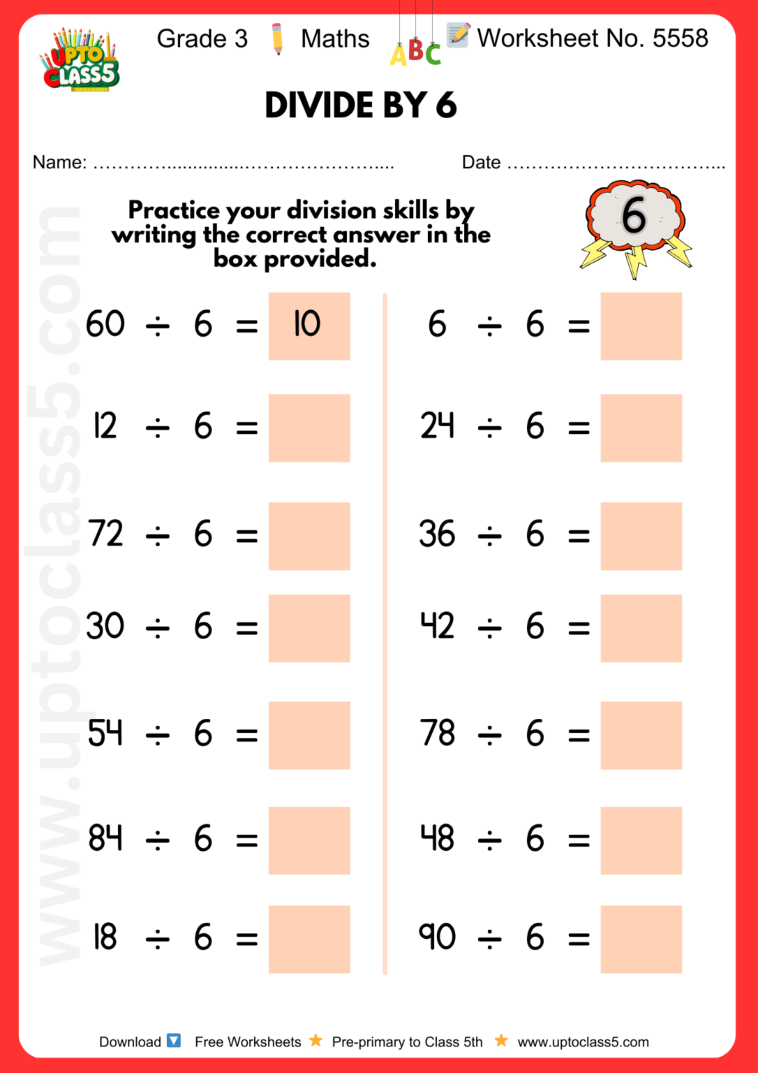 Grade 3 Worksheets - Upto Class 5